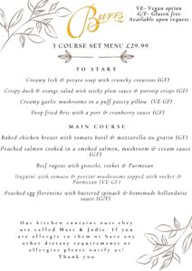 Menu – Burrs Restaurant